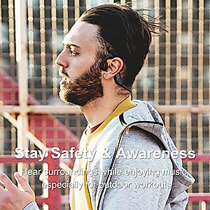 RR SPORTS Open Ear Air Conduction Headphones, Bluetooth 5.3 Wireless Earphones with Noise Cancelling Mic, IPX6 Waterproof Sport Headset for Running, Cycling, Hiking, Driving (Black)