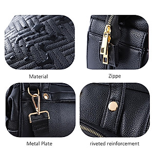 FHELAD Diaper Bag Tote, Baby Diaper Tote Bag with 13 Pockets, Large Tote Diaper Bag for Mom and Dad, Crossbody Waterproof Diaper Tote (Black)