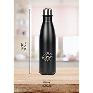 Best Dad Ever Black Water Bottle Stainless Steel & Vacuum Insulated Water Bottle Thermos for Hot & Cold Water, 17 oz Reusable Metal Bottle