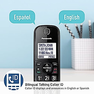 Panasonic Expandable Corded Phone System, Bluetooth Pairing for Wireless Headphones and Hearing Aids, Smart Call Block, Bilingual Talking Caller ID, 2 Handsets - KX-TGF892B (Black)