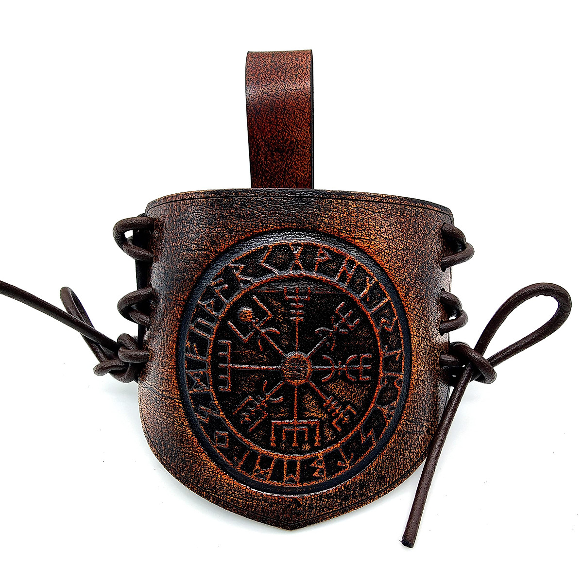 5MoonSun5's Medieval Viking Leather Belt Attachment Genuine Leather Hanger/Holster/Holder for 12" to 16'' Viking Drinking Horn Handcrafted Accessory securely attaching it to your belt, bag,or backpack