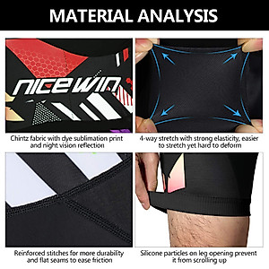 Men's Cycling Shorts Anti-Slip Leg 4D Padded Bike Shorts with 3-Pockets Breathable Biking Bicycle Motorcycle Half-Pants Red L