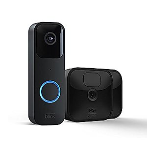 Blink Video Doorbell + 2 Outdoor (3rd Gen) camera system – Two-way audio, HD video, motion and chime app alerts and Alexa enabled – wired or wire-free (Black)