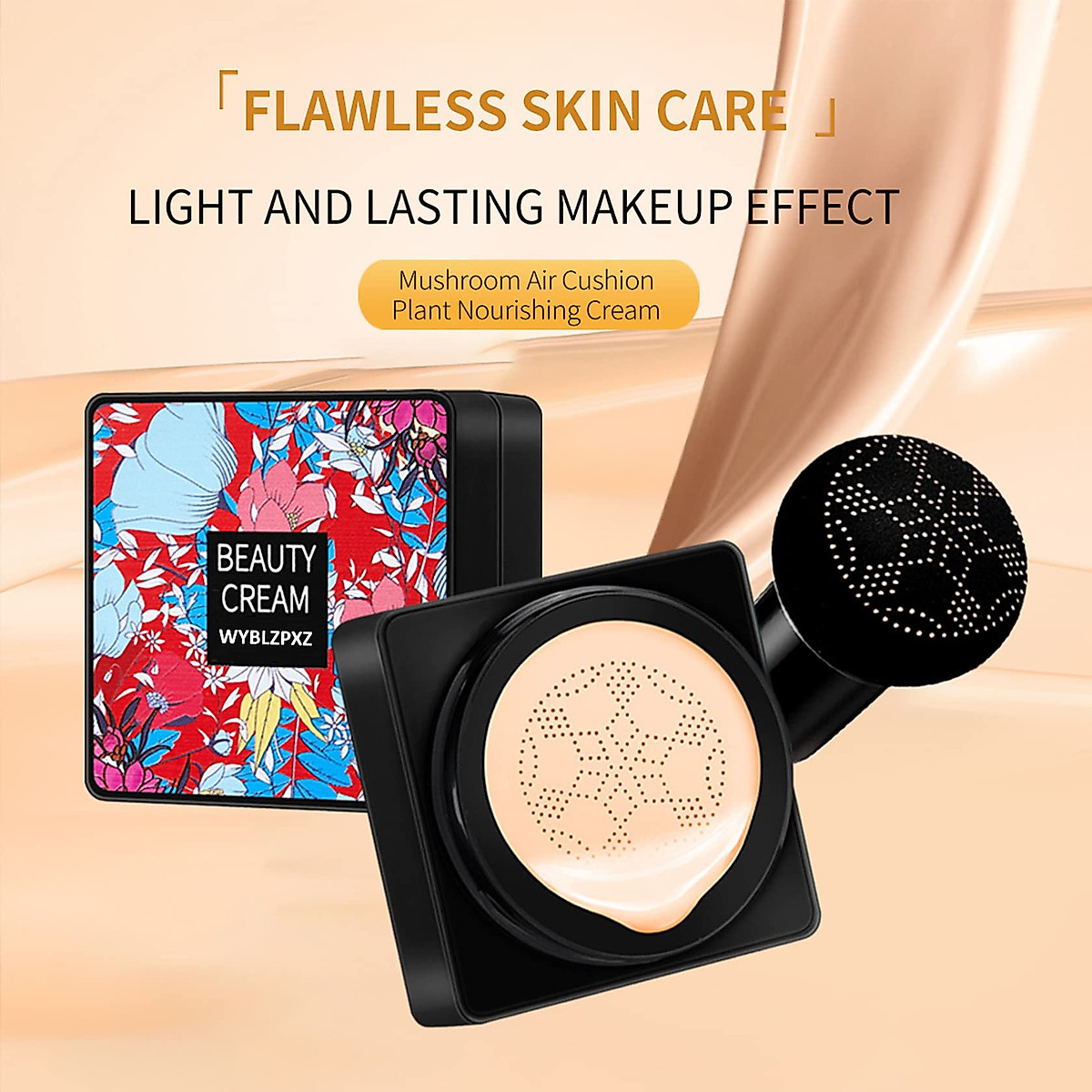 Mushroom Head Air Cushion CC Cream,BB Cream,Foundation Full Coverage Foundation, Moisturizing CC Foundation Concealer Makeup, Long Lasting Matte Cushion Foundation （Natural）