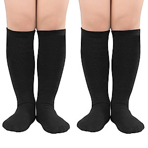 Zando Youth Soccer Socks Cotton Girls Knee High Socks Halloween Socks kids Soccer Socks 6-8 Years Black Long Socks for Girls Kids Three Striped Socks 6-9 Years…