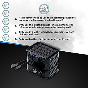 320º Electric 'High Tower' Charcoal Burner for BBQ & Coconut Coal Coil Stove Lighter - FULL WARRANTY