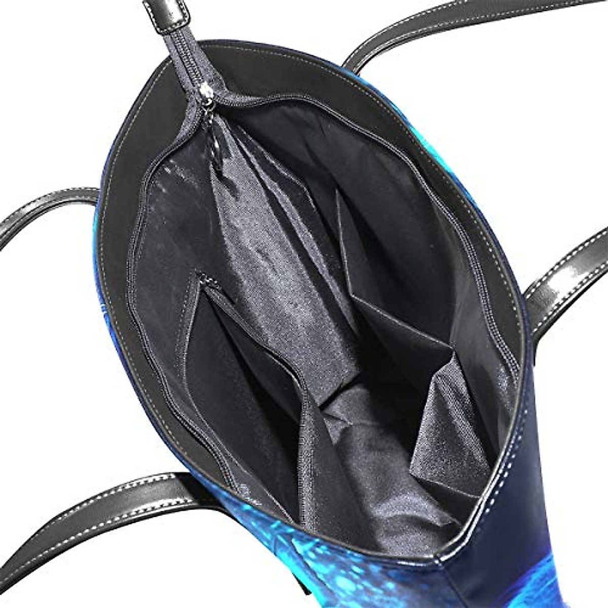 MNSRUU Tote Bag for Women Cat And Butterfly With Blue Light Shoulder Bag Big Capacity PU Leather Handbag