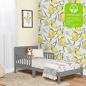 Dream On Me Brookside Toddler Bed In Steel Grey, Greenguard Gold Certified, JPMA Certified, Low To Floor Design, Non-Toxic Finish, Safety Rails, Made Of Pinewood