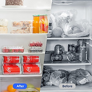 Xicennego Foldable Soda Can Organizer for Refrigerator，Beverage Can Dispenser for Fridge, Drink Can Holder Clear Plastic Storage Bin for Refrigertor, Pantry Cupboard, Office, Bathroom, Camper (1Pack)