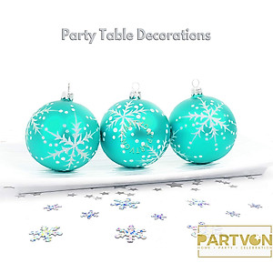 Christmas Snowflake Confetti Decoration- 1500pcs | Snowflakes Frozen Party Confetti | Winter Wonderland Birthday Baby Shower Wedding Sequins Christmas Party Sprinkles Confetti Decorations (Silver)