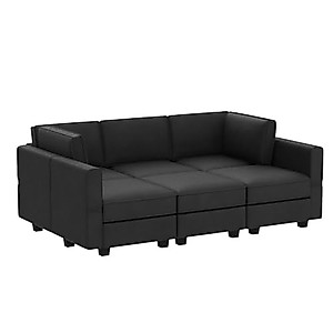 Belffin Modular Velvet Sectional Sofa with Chaise Lounge Sectional Sleeper Sofa with Storage Chaise Sofa Bed Couch for Living Room Black