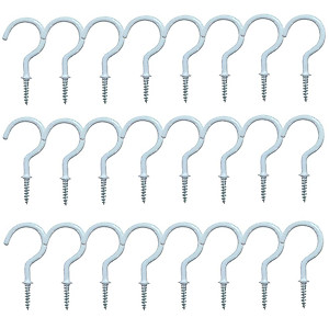 Pack of 24 Cup Hook Metal Ceiling Hooks, Household Screw-in Utility Storage Hook (White, 1-1/2in)