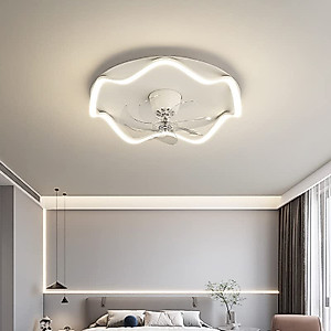 Ceiling Fans with Lights and Remote Modern Lighting Ceiling Fans Bladeless, Quiet Motor Stepless Dimmable 6 Wind Speeds (White)