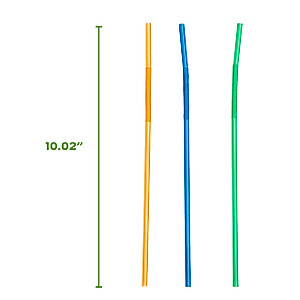 Comfy Package, [300 Pack] Long Flexible Disposable Plastic Drinking Straws - 10.02" High - Assorted Colors