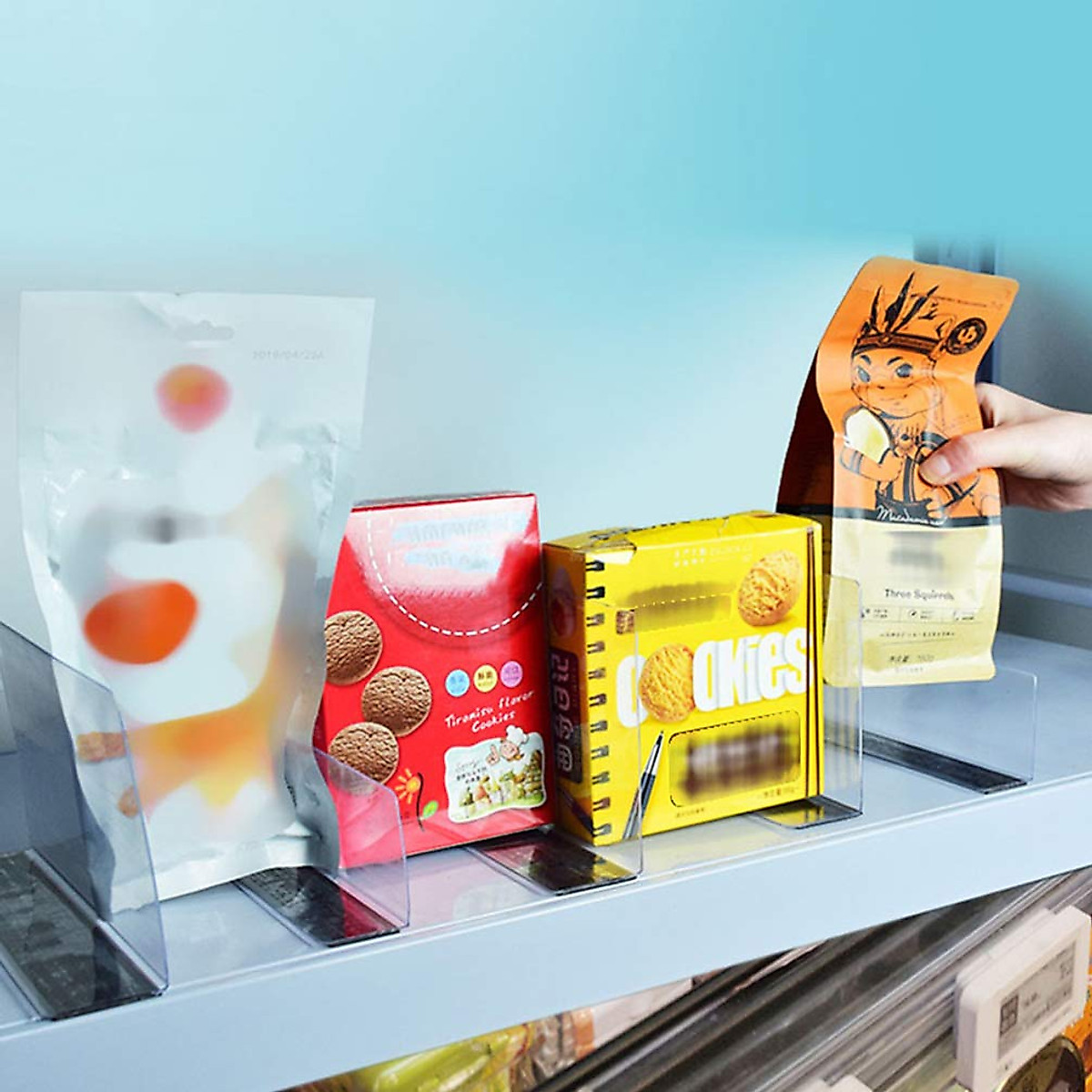 POPETPOP Cabinet Shelf Magnetic Shelf Dividers - L-Shaped Clear Closet Shelf Organizer Goods Separator for Storage and Organization 20cm Tote Purse