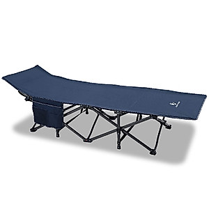 ALPHA CAMP Oversized Camping Cot Supports 600 lbs Sleeping Bed Folding Steel Frame Portable with Carry Bag,Navy