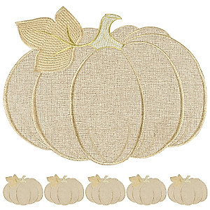 Fall Thanksgiving Pumpkin Placemats Set of 6 Fall Autumn Table Decorations Indoor Farmhouse Harvest Pumpkins Table Round Placemats for Party Kitchen Dinning