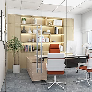 BARNSMITH 36" Barn Door Push Pull Handle,Glass Door Handle,Heavy Duty Grade-304 Stainless Steel Square Commercial Door Handle,Entrance Entry Front Door Handle Office Wood Garage Handle Pull Set