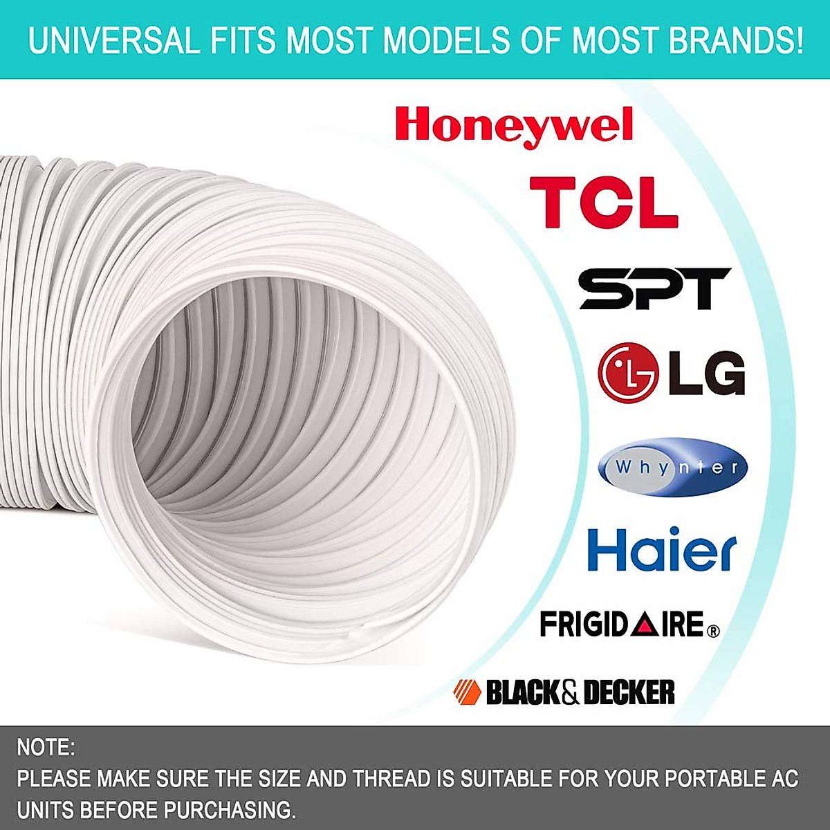 Air Conditioner Hose, Portable Exhaust Vent Hose with 5.9 Inch （6‘’） Diameter, Counterclockwise AC Hose Length to 80 Inch, Universal Replacement AC Vent Hose for LG and Many More Portable AC