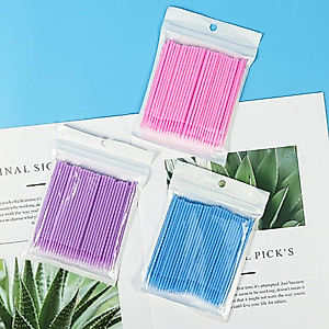 Shintop 300pcs Micro Applicator Brushes, Disposable Eyelash Extension Brushes for Makeup, Oral and Dental (Purple+Blue+Pink)