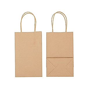 Juvale 12 Pack Small Gift Bags with Handles, 5.3 x 3 x 8.5 Inch Bulk Kraft Paper Material Brown Bags for Party Favors, Goodies
