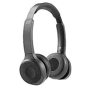 Cisco Headset 730, Wireless Dual On-Ear Bluetooth Headset with Case, USB-A HD Bluetooth Adapter, USB-A and 3.5mm Cables, Carbon Black, 1-Year Limited Liability Warranty (HS-WL-730-BUNA-C) (Renewed)