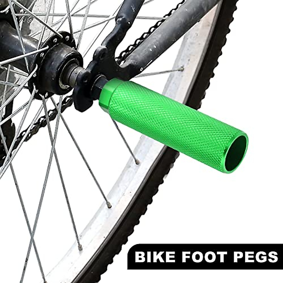 X AUTOHAUX Pair Aluminum Alloy Rear Foot Pegs Footrests Universal Green for BMX MTB Bike Bicycle Fit 3/8 Inch Axles