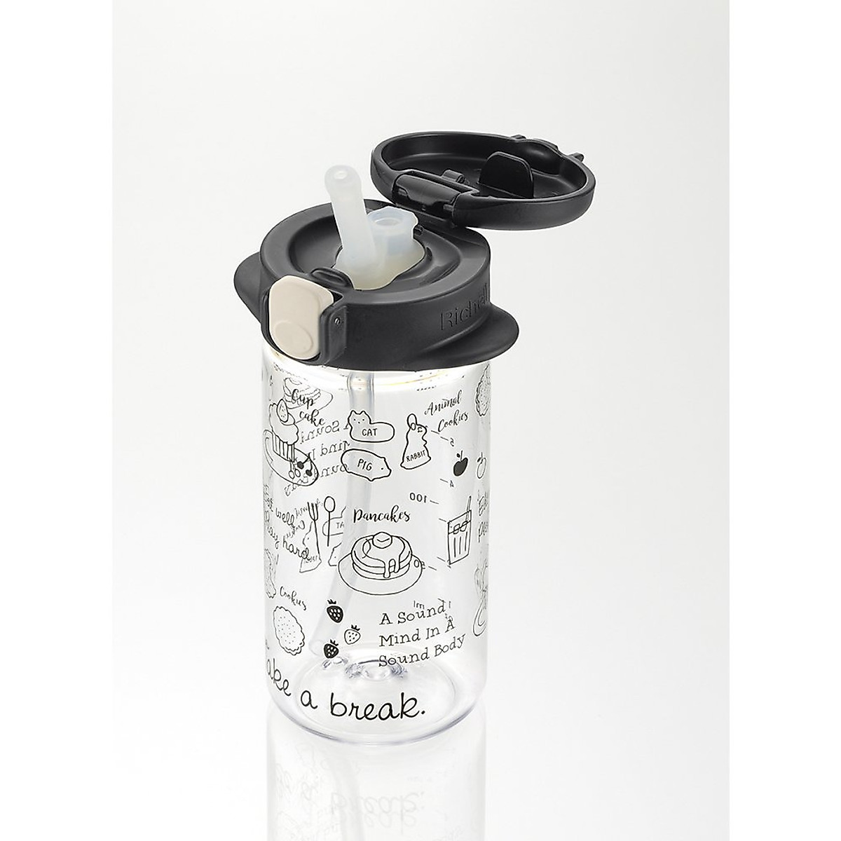 Richell Aqulea straw mug Black 240ml