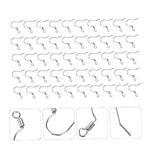 TEHAUX Earring Accessories Kit 50pcs Earring Hooks in Silver Copper Safe and Easy to Wear for DIY Jewelry
