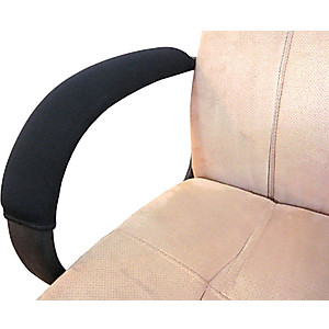 Wanty 2 Pieces Home Office Polyester Removable Durable Machine Washable Office Chair Armrest Slipcovers Covers Protect Armrests (Black)