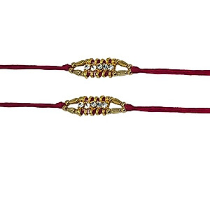 IndiaBigShop Rakhi for Brothers 7 Stone Best Design Rakhi Thread, Raksha Bandhan Gift for Your Brother Vary Color and Multi Design - Set of 2
