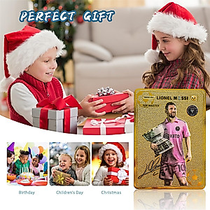 yriiomo Metal Soccer World Cup Trading Card Autographed Collectible Card Game Children's Soccer Fan Birthday