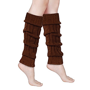 CHICZÈLE Leg Warmers for Women Girls 80s Ribbed Knit Brown Leg Warmer Womens Fall Winter Sports Casual Party Accessories