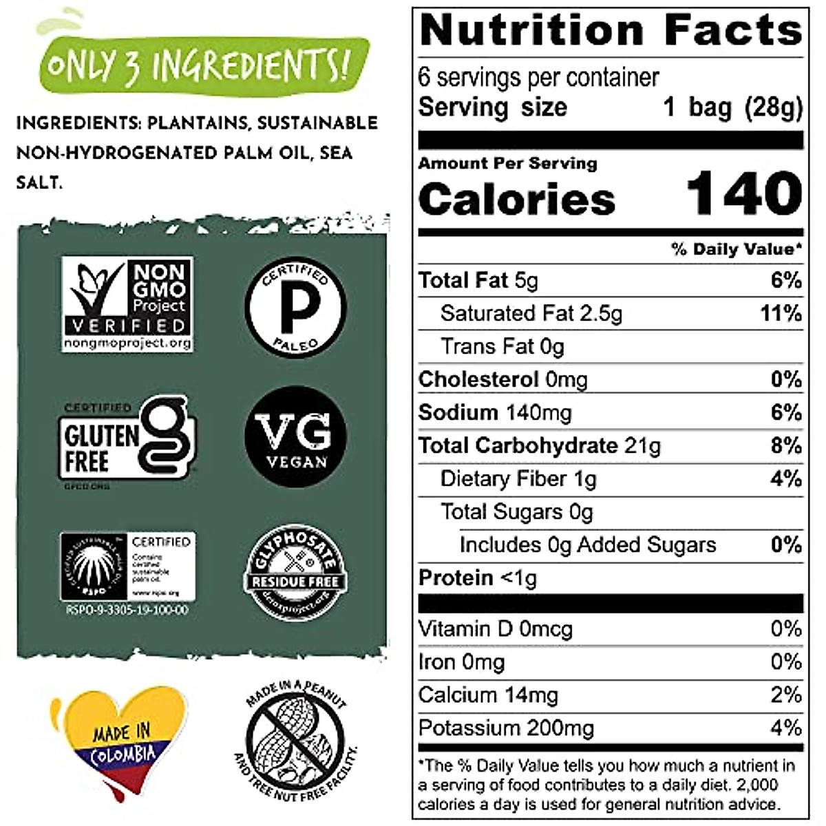 ARTISAN TROPIC Plantain Strips – Vegan, Paleo, Gluten Free Chips - Individual Bags Healthy Snacks for School, Gym, Kids – Whole 30 Approved Foods Baked Banana Chips – Sea Salt (1 Oz - 6 Pack)