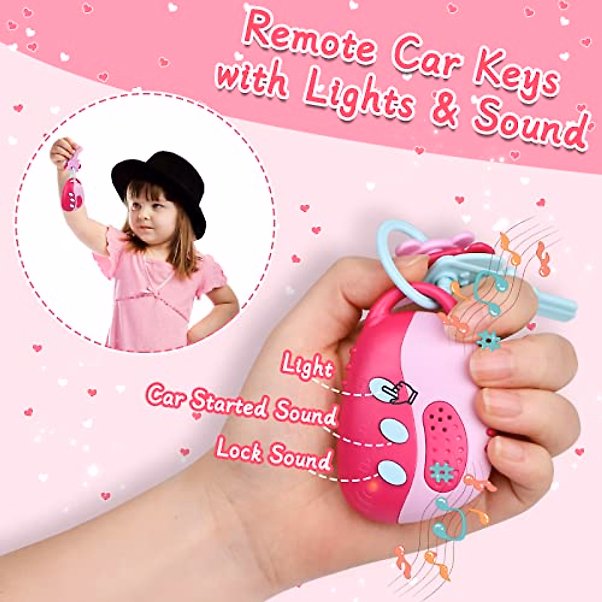 Learn2M Play Purse for Little Girls Ages 3-6, My First Purse Toy with Handbag, Makeup Set, Sunglasses, Smartphone, Wallet, Car Keys, Credit Cards and Fake Money