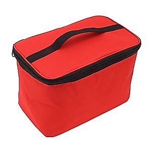 Aqur2020 Insulated Grocery Bag, Sustainable 3 Layers Large Capacity Food Transport Carrier Portable Reinforced Handles with Zipper for Camping (Red)