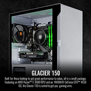 Thermaltake Glacier 150 Gaming PC (AMD Ryzen 5 3600, GTX 1650 OC, 16GB RGB 3200Mhz DDR4 ToughRAM Z-ONE RGB Memory, 500GB SSD, WiFi, Win 10 Home) Gaming Desktop Computer S1WT-B450-G15-LCS
