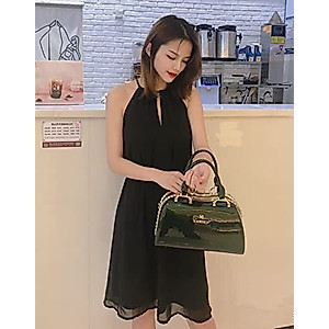 Shirt Luv Fashion Leather Women's Top Handle Satchel Crossbody Handbags Crystal Evening Bag Purses Hard Shoulder Bags (Green)