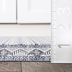 nuLOOM Southwestern Bordered Kitchen or Laundry Comfort Mat, 20" x 32", Blue