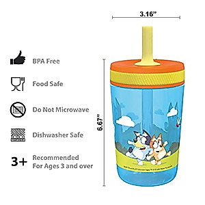 Zak Designs 15oz Bluey Kelso Tumbler Set, BPA-Free Leak-Proof Screw-On Lid with Straw Made of Durable Plastic and Silicone, Perfect Bundle for Kids, 2 Count (Pack of 1)