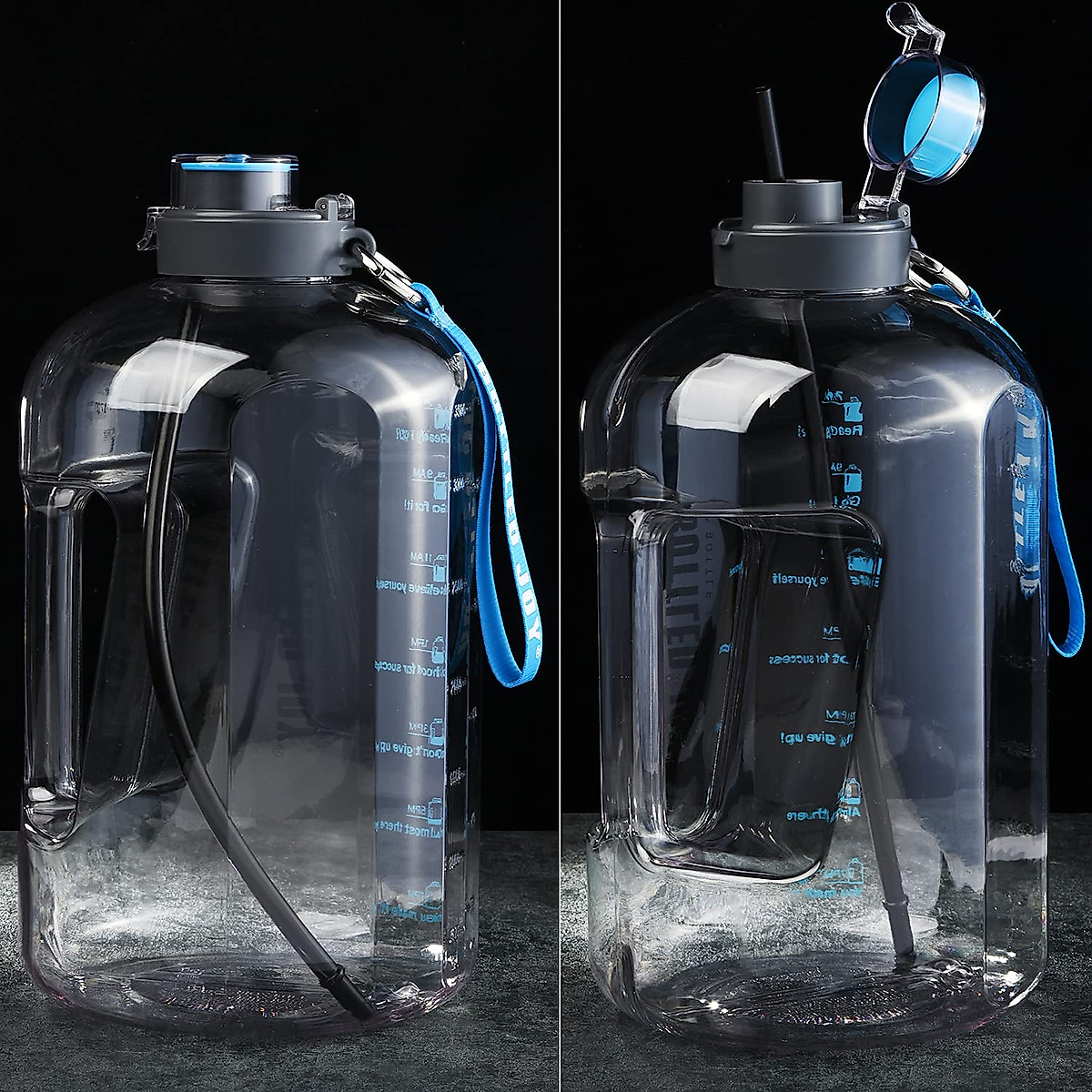 ALINK 13 inch Extra Long Reusable Plastic Black Straws, 12-Pack Tumbler Straws for Stanley Cups, 1 Gallon, 64 oz 40 oz 32 oz Water Bottles, Pack of 12 with Cleaning Brush