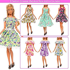 BARWA 10 Sets Doll Clothes Including 3 Sequins Dresses 3 Fashion Floral Dresses 4 Casual Outfits Tops and Pants for 11.5 inch Girl Dolls…