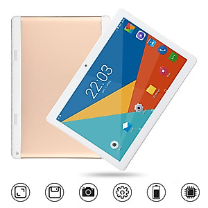 Septpenta 10in Kids Tablet, 2GB and 32GB Memory, Octa Core Processor, 1960X1080 IPS HD Touchscreen and a Wide 178 Degree Viewing Angle, Portable Tablet PC for Web Browsing and Video Playback(Gold)