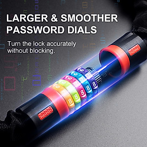 Hydsto Rainbow Bike Lock Combination - 5-Digit Resettable Scooter Lock - 3.2 FT Heavy-Duty Anti-Theft Lock for Bicycle, Motorcycle, Electric Scooter, Gate, Fence