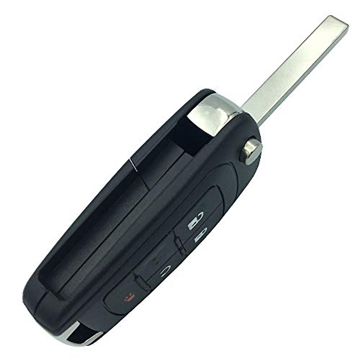 Key Fob Keyless Entry Remote Flip Key Shell Case & Pad fits Chevrolet 2010-2017 Equinox/2012-2017 Sonic/2015-2017 Trax/GMC 2010-2017 Terrain