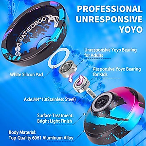 WATIEOBOO yoyo Professional Responsive Yoyo Bearing for Kids 8-12 Beginner Unresponsive Yo yo Bearing for Fingerspin yoyos Tricks with Yoyo Accessories-Dark Blue Pink