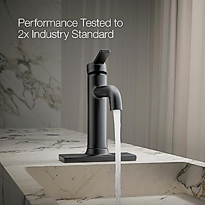 Kohler 28126-4-BL Venza Bathroom Sink Faucet, 1 Hole, Single-Handle Bathroom Faucets with Clicker Drain, 1.2 gpm, Matte Black