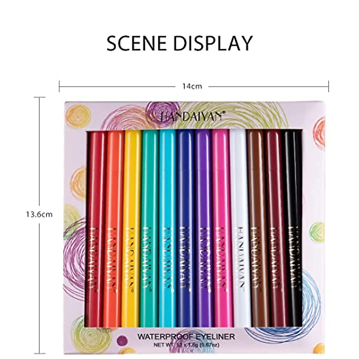 BestLand 12 Colors Matte Liquid Eyeliner Set Rainbow Colorful Neon Eyeliner Pencil Pigmented Waterproof Smudgeproof Long Lasting Gel Eye Liner Christmas Makeup Gift Kit for Women (Set E)