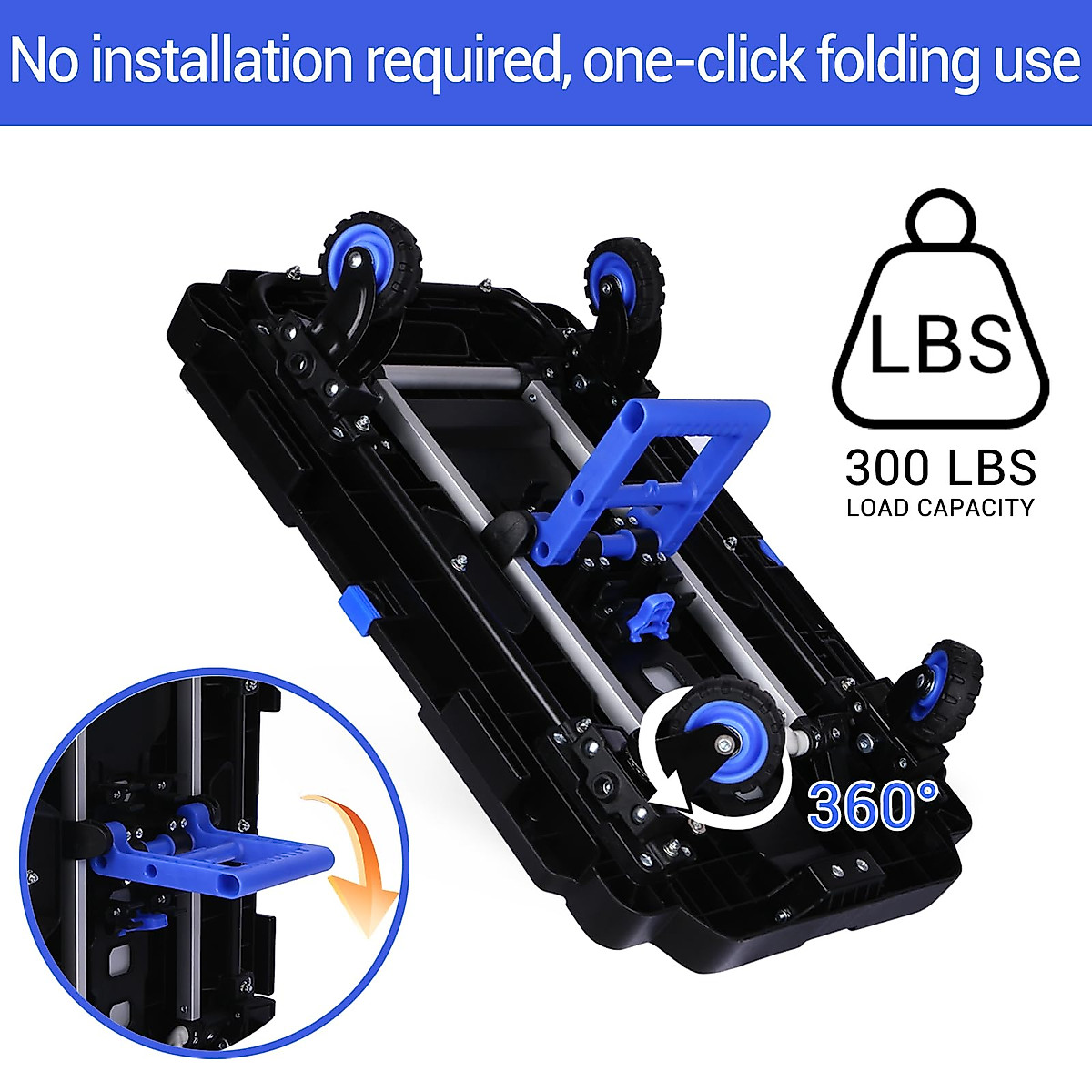 XCBYT 2 in 1 Folding Dolly Cart, Heavy Duty 330 LBS Utility Furniture Moving Dolly Expansion Platform Trucks with 4 Foldable Wheels & for Luggage, Office, Moving, Travel, Shopping