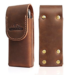 Topstache Leather Multitool Sheath for Belt - Multitool Holster for Belt - Leather Multitool Pouch for Leatherman Surge - Leather Multitool Case - Belt Loop Leather Multitool Holder, Darkbrown